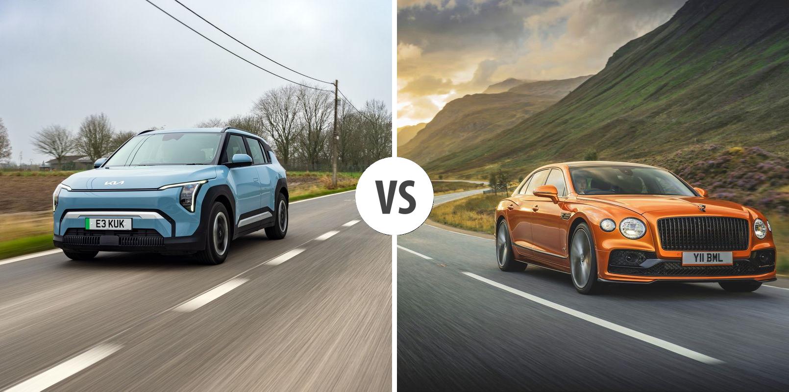 Kia EV3 vs Bentley Flying Spur Vergleich - Unterschiede, Preise ...